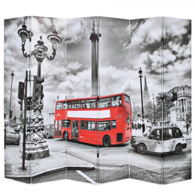 Berkfield Folding Room Divider 228x170 cm London Bus Black and White