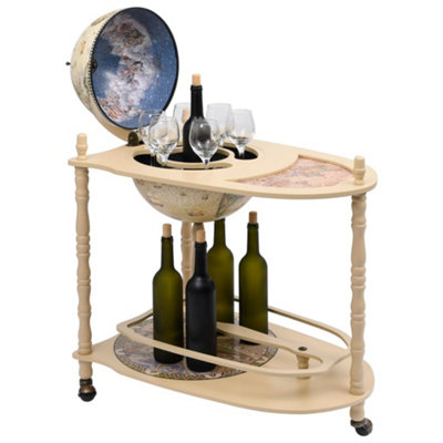 Berkfield Freestanding Globe Bar Wind Stand Eucalyptus Wood Green
