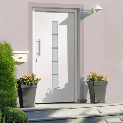 Berkfield Front Door Aluminium and PVC White 100x210 cm | DIY at B&Q