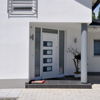 Berkfield Front Door White 100x210 cm Aluminium and PVC | DIY at B&Q
