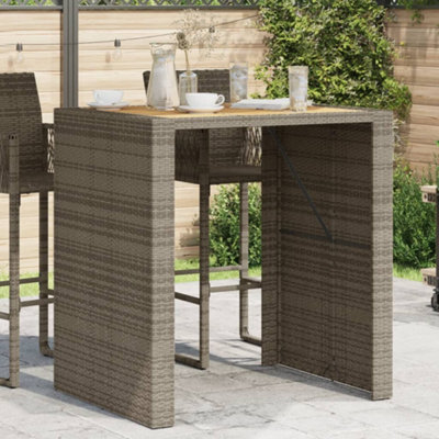 Berkfield Garden Bar Table with Acacia Wood Top Grey 105x80x110 cm Poly ...
