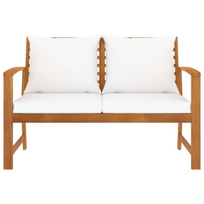 Berkfield Garden Bench 120 cm with Cream Cushion Solid Wood Acacia