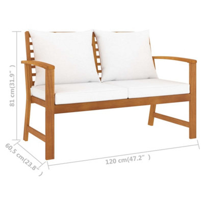 Berkfield Garden Bench 120 cm with Cream Cushion Solid Wood Acacia