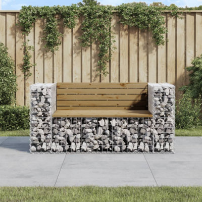 Berkfield Garden Bench Gabion Design 143x71x65.5 cm Impregnated Wood Pine