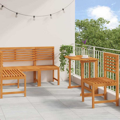 Berkfield Garden Bench Set 4 pcs Brown Solid acacia wood