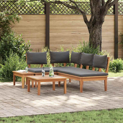 Berkfield Garden Bench Set with Cushion with Storage 4 pcs Brown, Grey