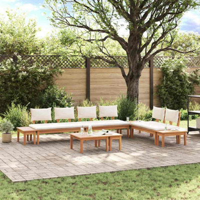 Berkfield Garden Bench Set with Cushion with Storage 5 pcs Brown, Cream