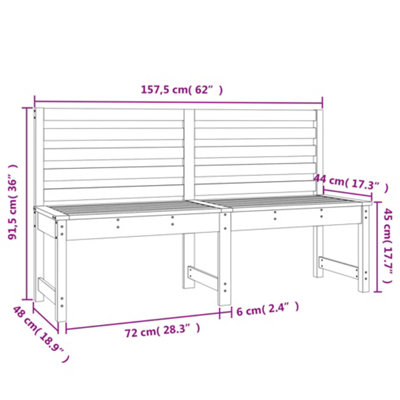 Berkfield Garden Bench White 157.5 cm Solid Wood Pine