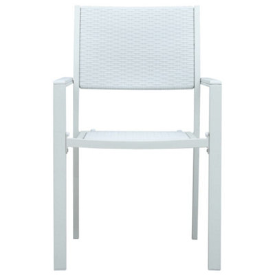 Berkfield Garden Chairs 4 pcs White Plastic Rattan Look