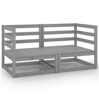 Berkfield Garden Corner Sofas 2 pcs Grey Solid Pinewood