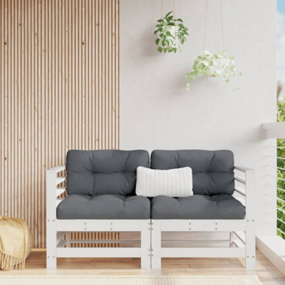 Berkfield Garden Corner Sofas 2 pcs White Solid Wood Pine