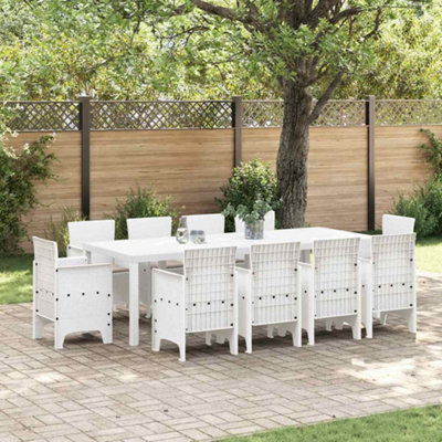 Berkfield Garden Dining Set 11 pcs White Polt rattan