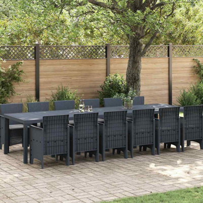 Berkfield Garden Dining Set 13 pcs Anthracite Polt rattan
