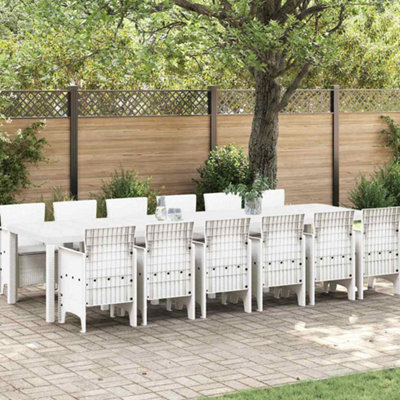Berkfield Garden Dining Set 13 pcs White Polt rattan