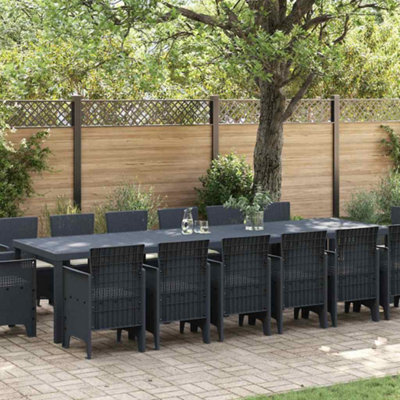BERKFIELD GARDEN DINING SET 15 PCS ANTHRACITE POLT RATTAN