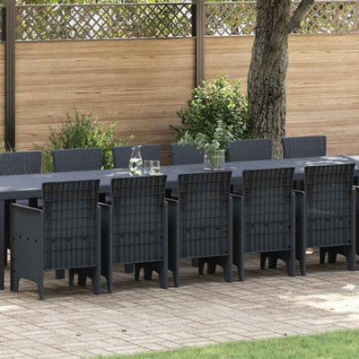 Berkfield Garden Dining Set 17 pcs Anthracite Polt rattan