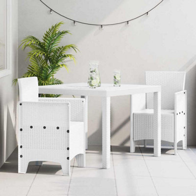 Berkfield Garden Dining Set 3 pcs White Polt rattan