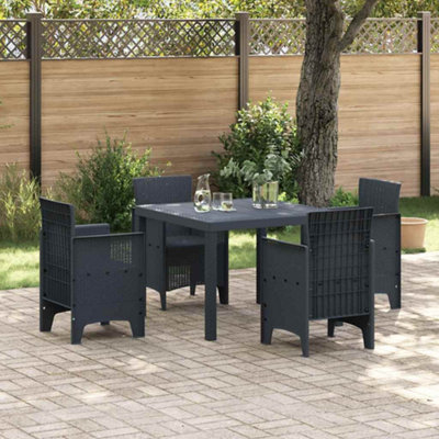 Berkfield Garden Dining Set 5 pcs Anthracite Polt rattan