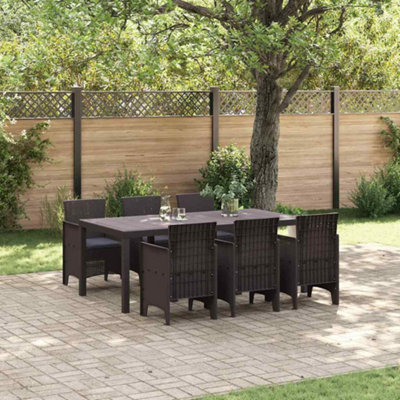 Berkfield Garden Dining Set 7 pcs Brown Polt rattan