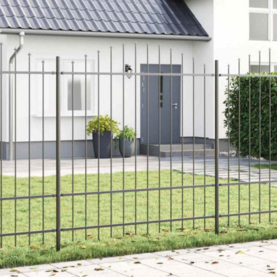 Berkfield Garden Fence with Hoop Top Grey 1,7x1,75 m Steel