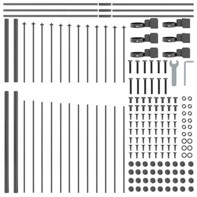 Berkfield Garden Fence with Hoop Top Grey 1,7x1,75 m Steel