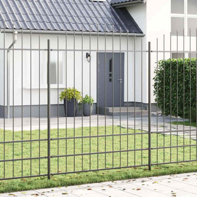 Berkfield Garden Fence with Hoop Top Grey 10,2x2 m Steel
