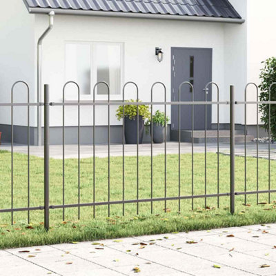 Berkfield Garden Fence with Hoop Top Grey 8.5x1 m Steel