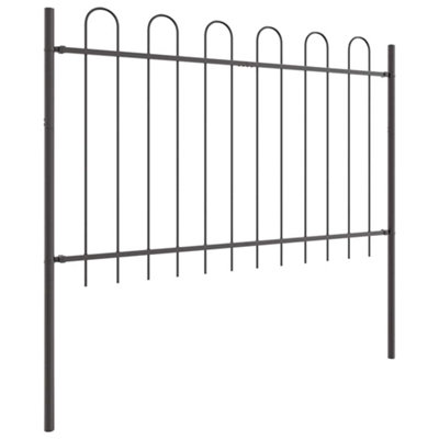 Berkfield Garden Fence with Hoop Top Grey 8.5x1 m Steel