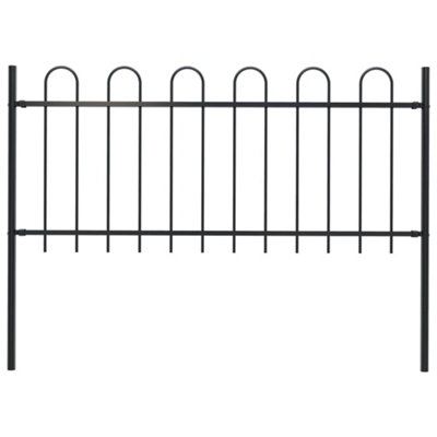 Berkfield Garden Fence with Hoop Top Steel 1.7 m Black