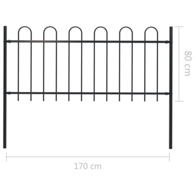 Berkfield Garden Fence with Hoop Top Steel 1.7 m Black
