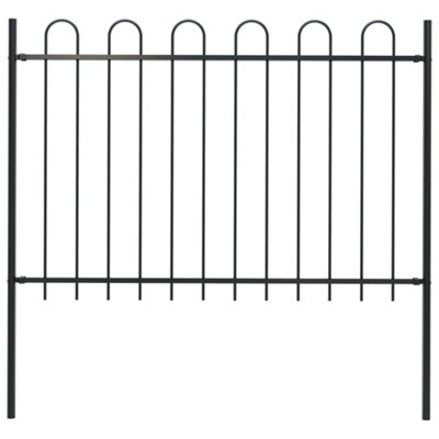 Berkfield Garden Fence with Hoop Top Steel 1.7 m Black