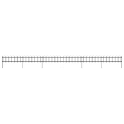 Berkfield Garden Fence with Hoop Top Steel 10.2x0.6 m Black
