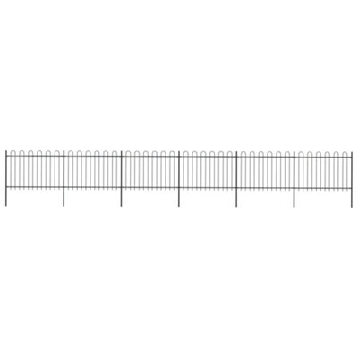 Berkfield Garden Fence with Hoop Top Steel 10.2x1.2 m Black