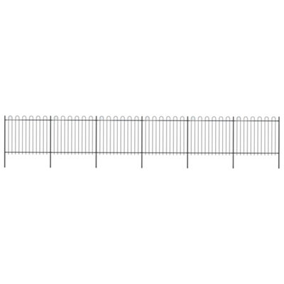 BERKFIELD GARDEN FENCE WITH HOOP TOP STEEL 10.2X1.5 M BLACK