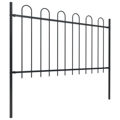 Berkfield Garden Fence with Hoop Top Steel 10.2x1 m Black