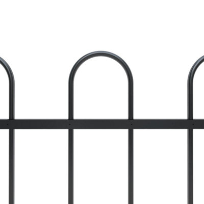 Berkfield Garden Fence with Hoop Top Steel 10.2x1 m Black