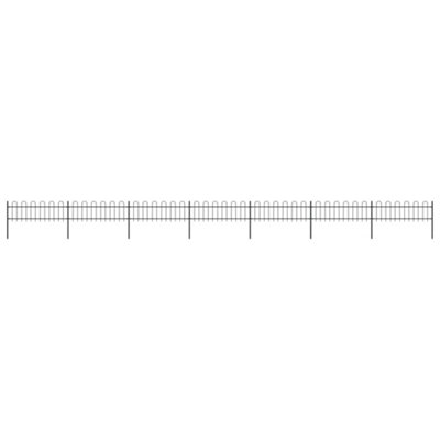 Berkfield Garden Fence with Hoop Top Steel 11.9x0.6 m Black