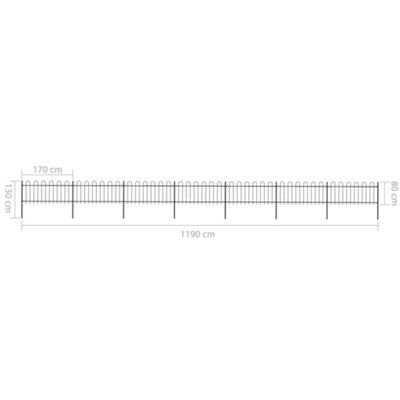Berkfield Garden Fence with Hoop Top Steel 11.9x0.8 m Black