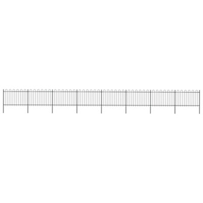 Berkfield Garden Fence with Hoop Top Steel 13.6x1.2 m Black