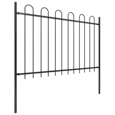 Berkfield Garden Fence with Hoop Top Steel 13.6x1.2 m Black