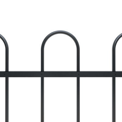 Berkfield Garden Fence with Hoop Top Steel 13.6x1.2 m Black