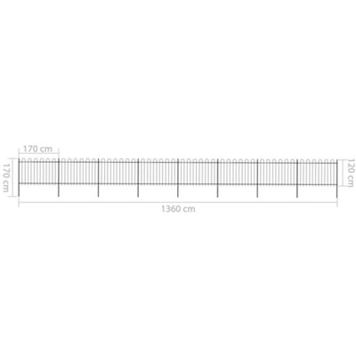 Berkfield Garden Fence with Hoop Top Steel 13.6x1.2 m Black