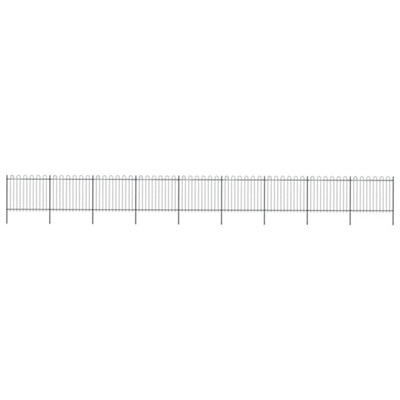 Berkfield Garden Fence with Hoop Top Steel 15.3x1.5 m Black