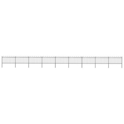 Berkfield Garden Fence with Hoop Top Steel 15.3x1 m Black