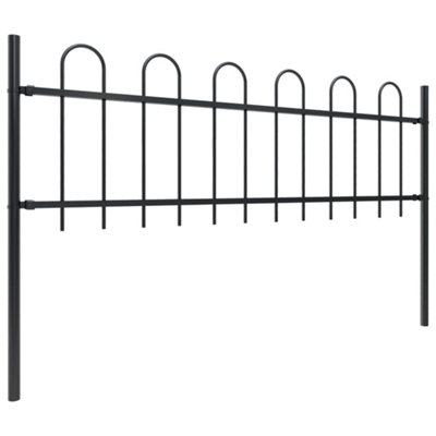 Berkfield Garden Fence with Hoop Top Steel 3.4x0.6 m Black