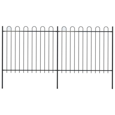 Berkfield Garden Fence with Hoop Top Steel 3.4x1.5 m Black