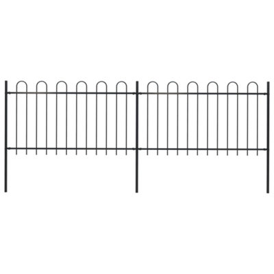 Berkfield Garden Fence with Hoop Top Steel 3.4x1 m Black