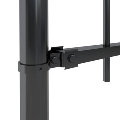 Berkfield Garden Fence with Hoop Top Steel 5.1x0.6 m Black