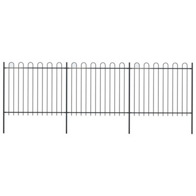 Berkfield Garden Fence with Hoop Top Steel 5.1x1.5 m Black