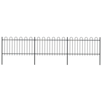 Berkfield Garden Fence with Hoop Top Steel 5.1x1 m Black